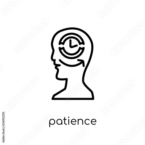 patience icon. Trendy modern flat linear vector patience icon on white ...