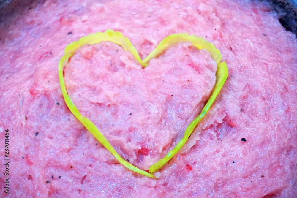 Grounded blend fish meat to make fishball Asian cuisine traditional ...