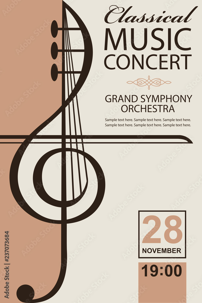 classical music concert poster with violin image Stock Vector | Adobe Stock