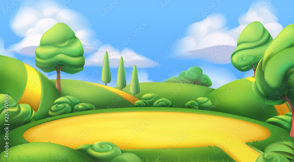 Nature landscape. Park. 3d vector background Stock Vector | Adobe Stock