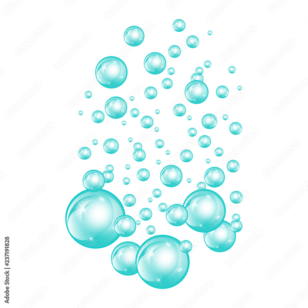 Bubbles underwater texture isolated on white background. Fizzy sparkles ...