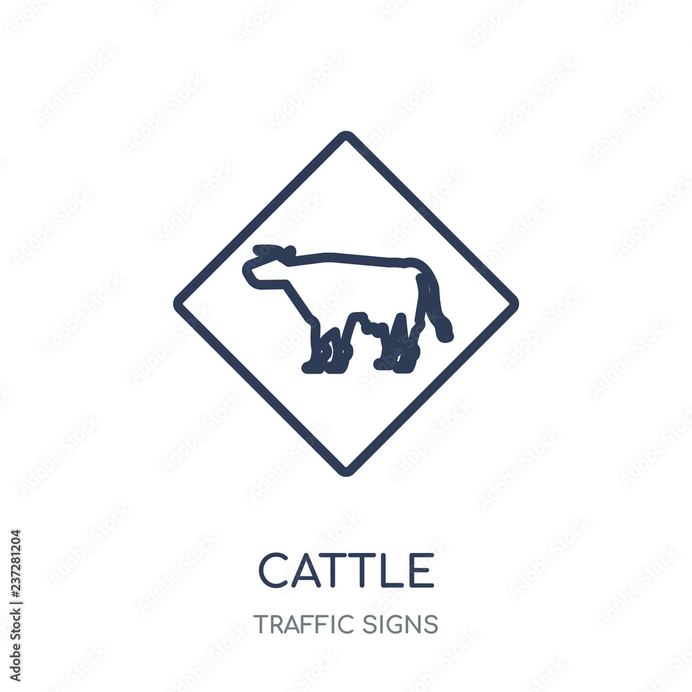 cattle sign icon. cattle sign linear symbol design from Traffic signs ...