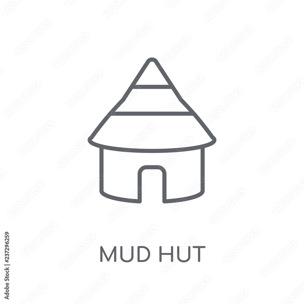 Mud hut linear icon. Modern outline Mud hut logo concept on white ...