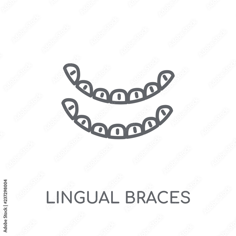 Lingual braces linear icon. Modern outline Lingual braces logo concept ...