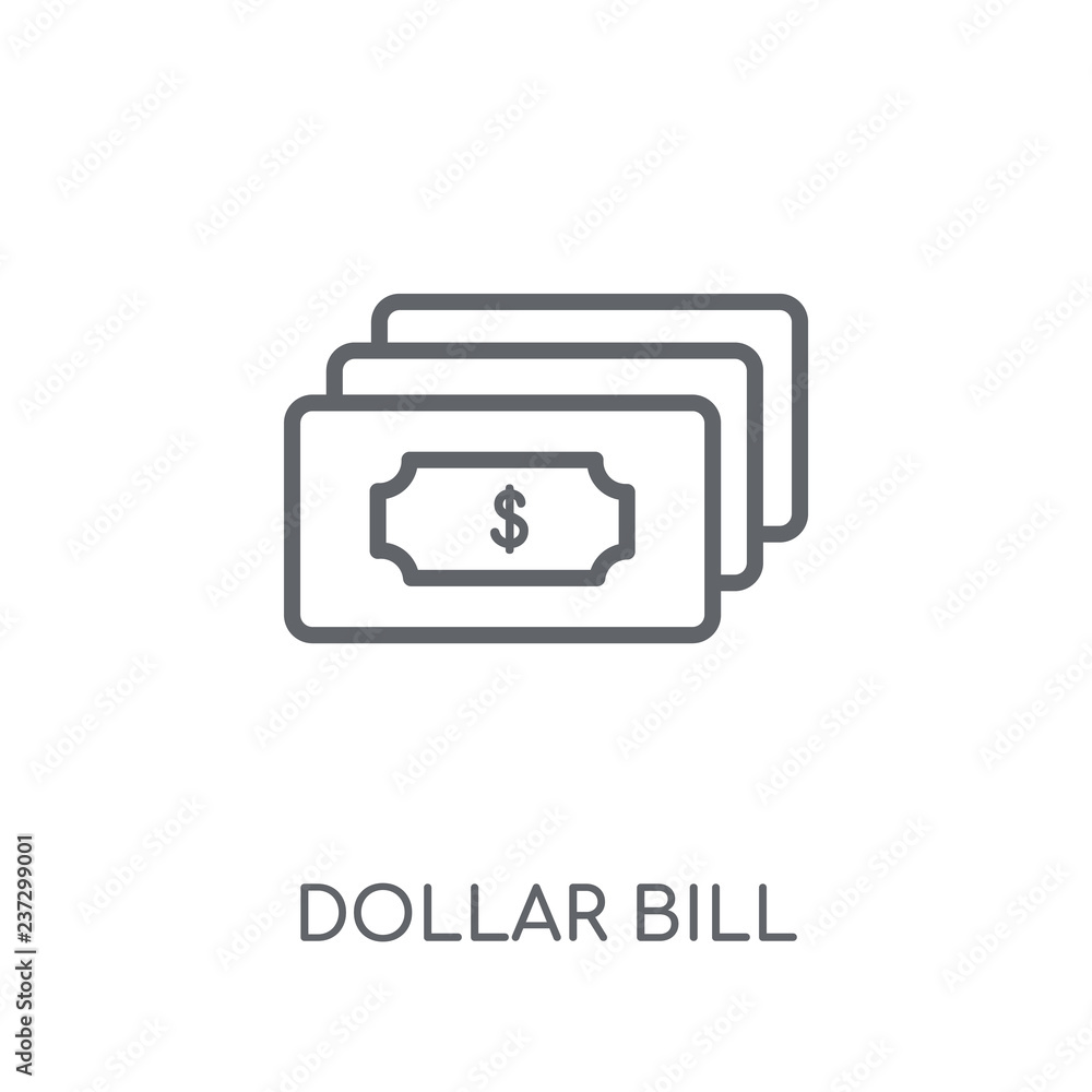 Dollar bill linear icon. Modern outline Dollar bill logo concept on ...