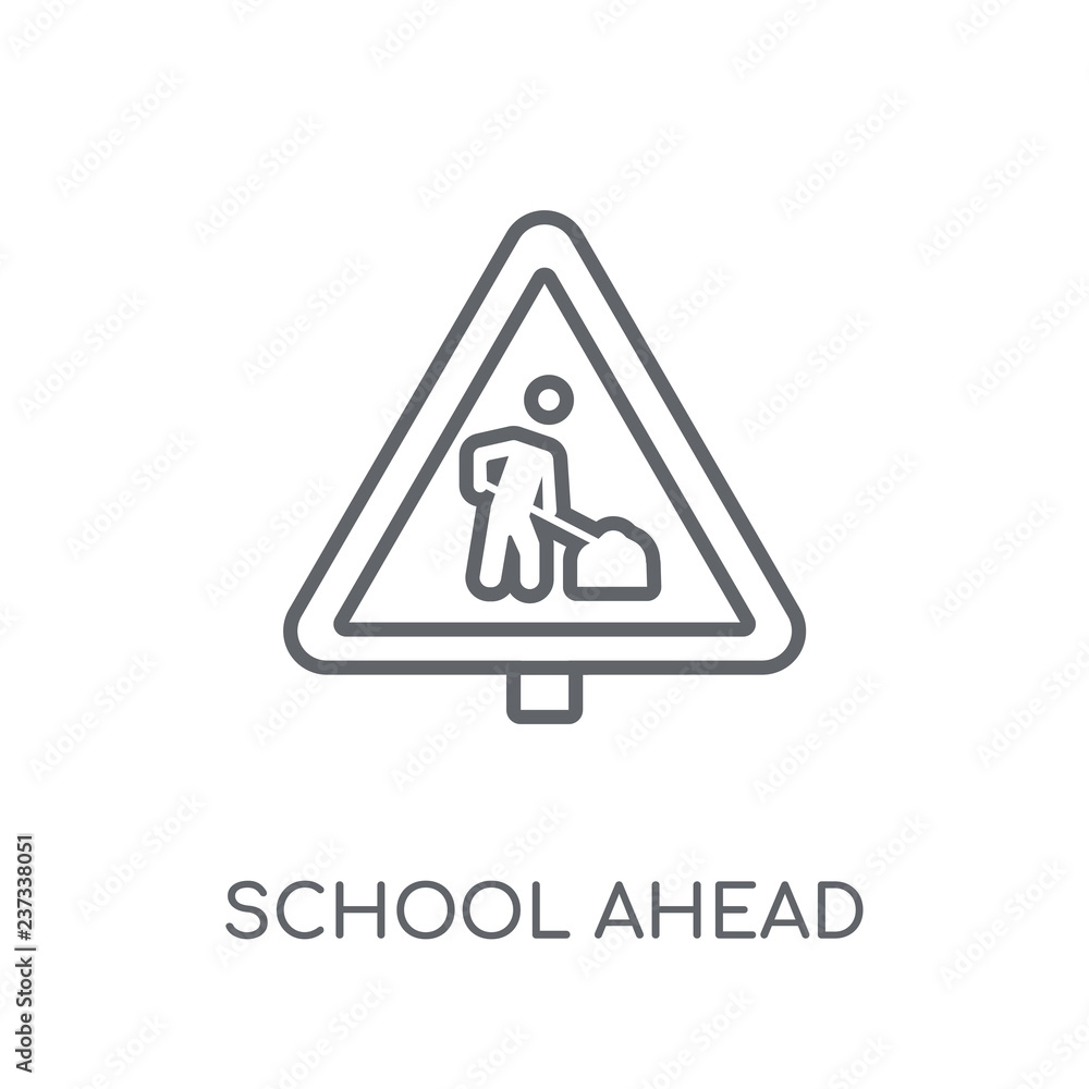 school ahead sign linear icon. Modern outline school ahead sign logo ...