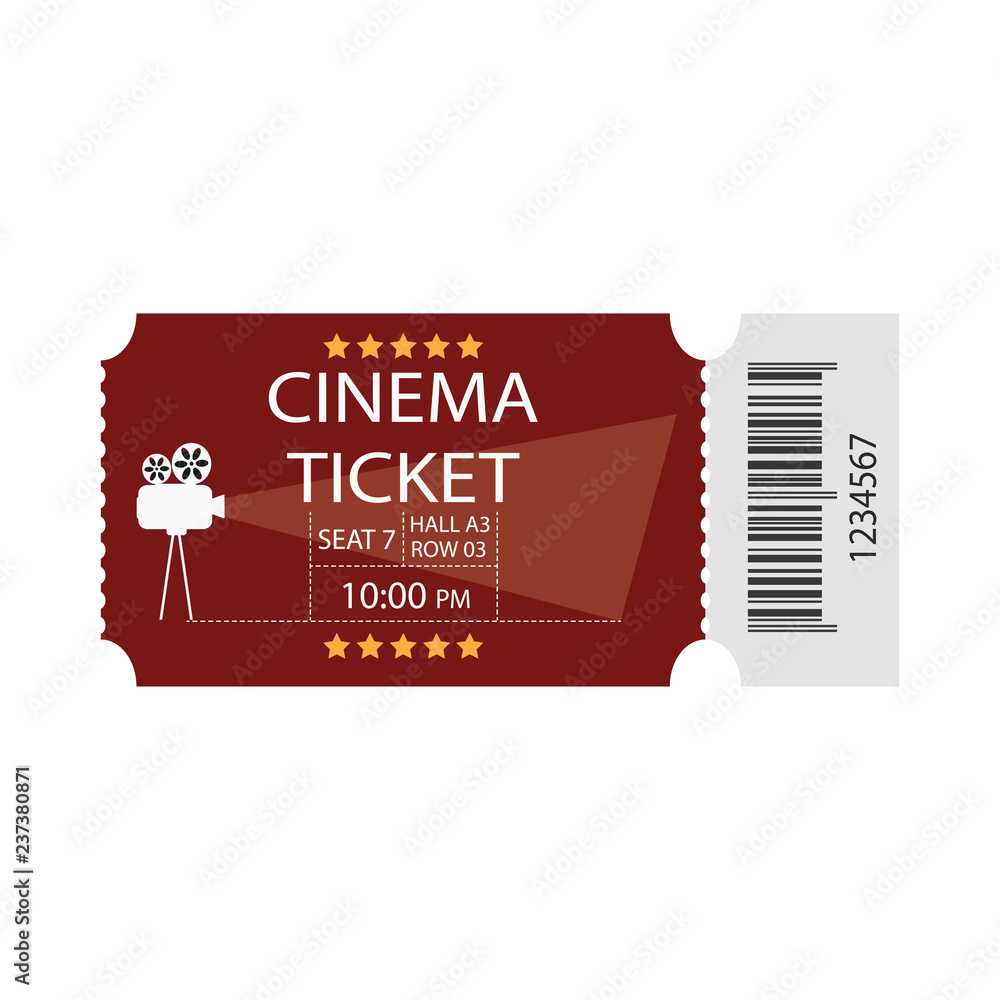 The concept of a movie ticket. Cinema ticket, movie coupon, show ...