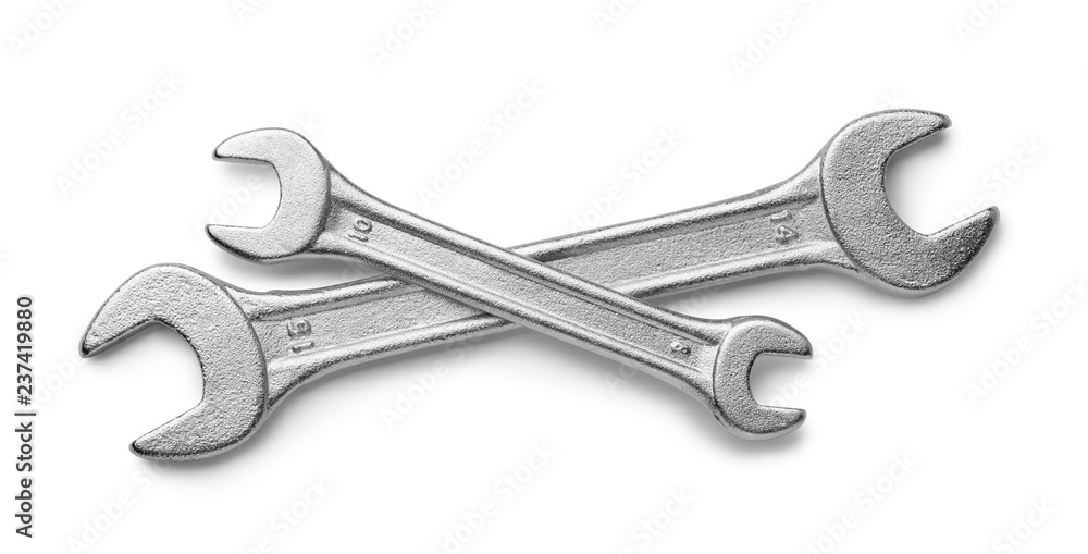 Top view of two silver wrenches Stock Photo | Adobe Stock