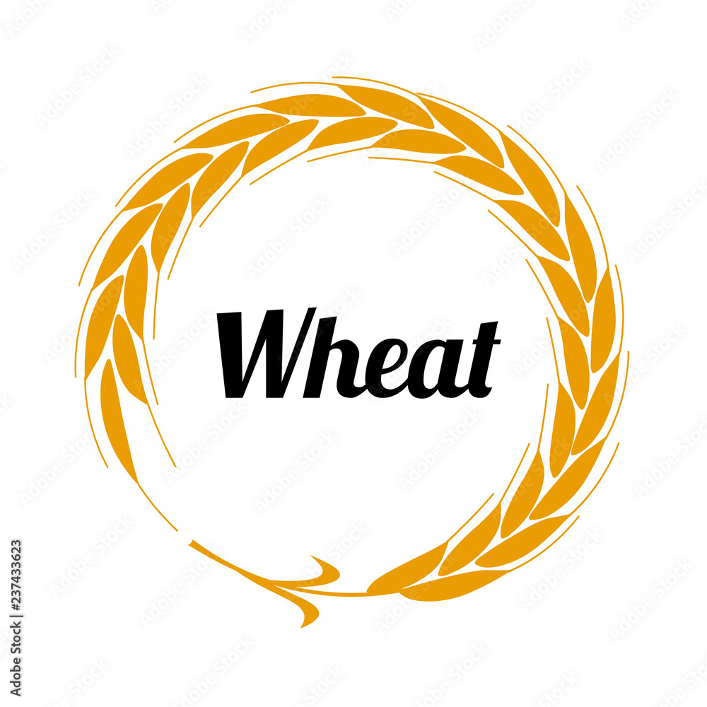Wheat label vector. circle badge isolated on white background. Gold ...