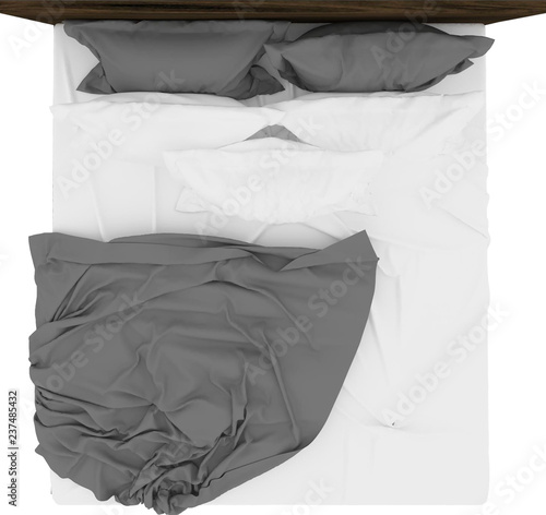Bed top view / Bed overhead view isolated on white background perfect ...