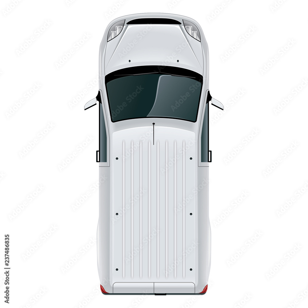 Car top view / Vehicle overhead isolated on white background, perfect ...