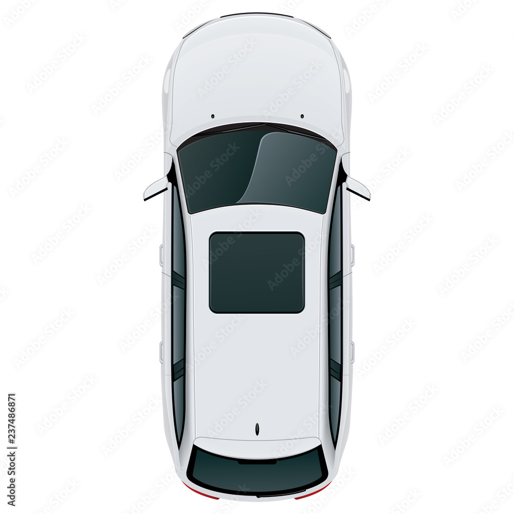 Car top view / Vehicle overhead isolated on white background, perfect ...