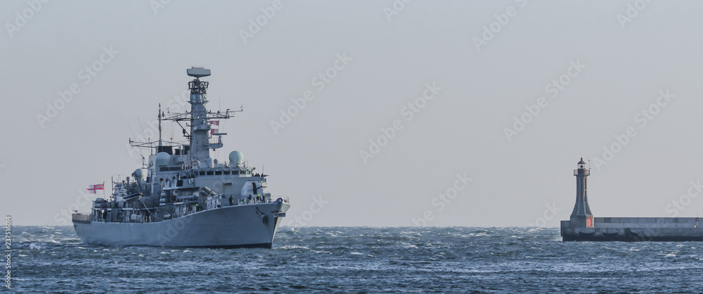 WARSHIP - The ship returns from the cruise to port Stock Photo | Adobe ...