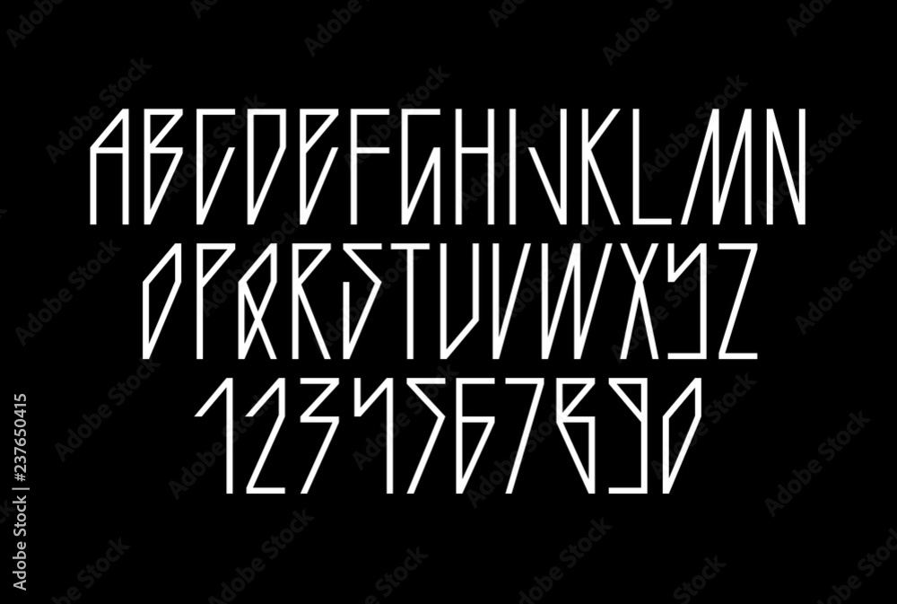 Vektor Sharp gothic neon linear tube font, uppercase and lowercase ...