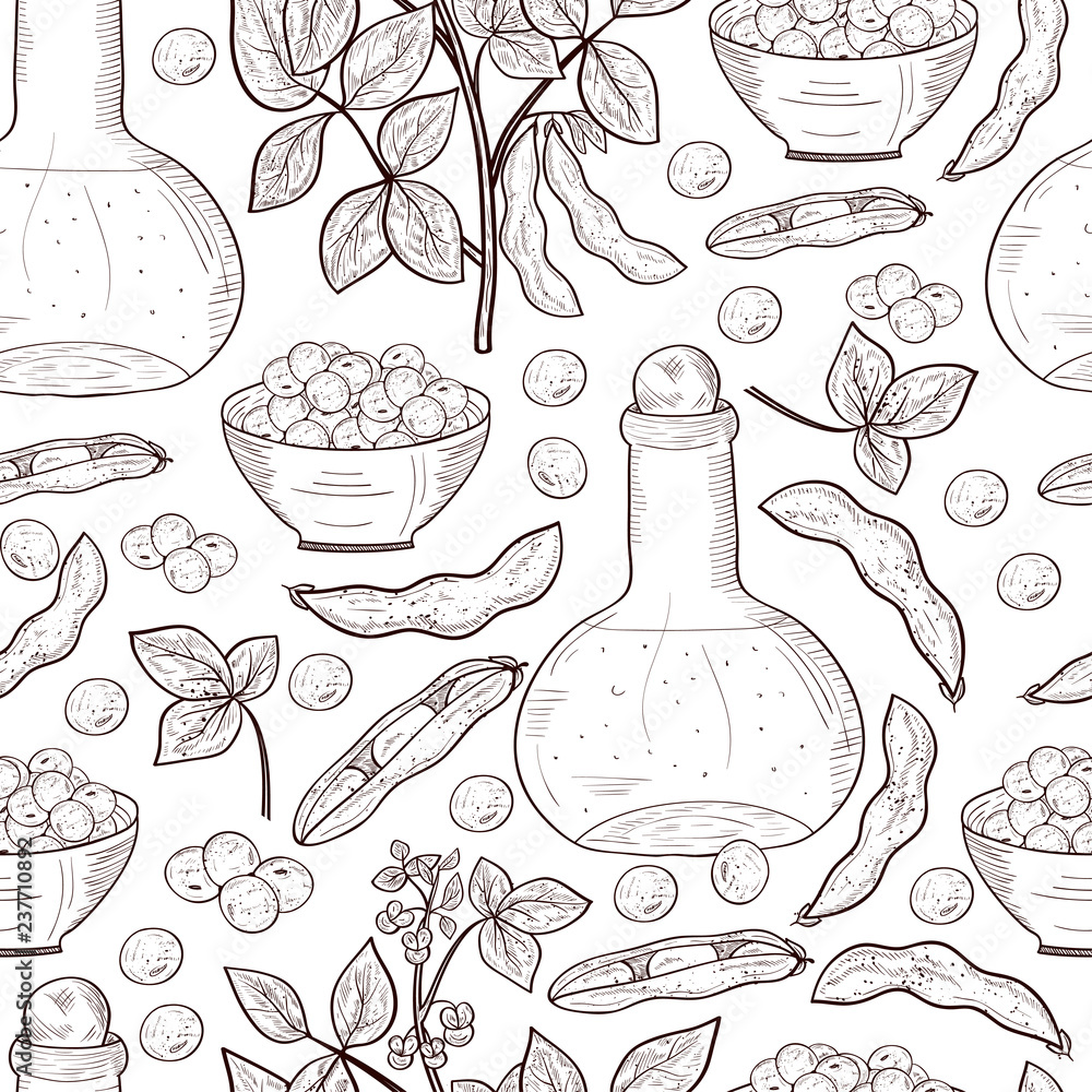 Soy. Leaves, pod, soya beans, oil. Background, wallpaper, texture ...