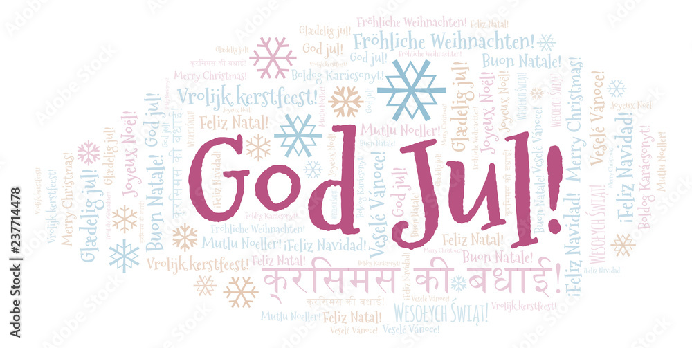 God Jul word cloud - Merry Christmas on Swedish language and other ...