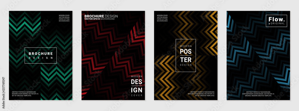 Vector set of cover design template with minimal geometric patterns ...