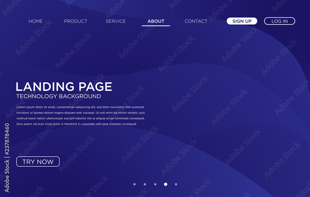 landing page background template design with modern shape and simple ...