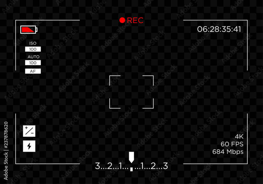 Stock-Vektorgrafik „camera recording screen view template with ...