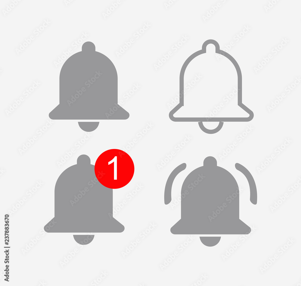 bell youtube icon set. bell youtube ui. notification youtube Stock ...