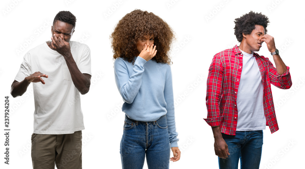Collage of african american group of people over isolated background ...