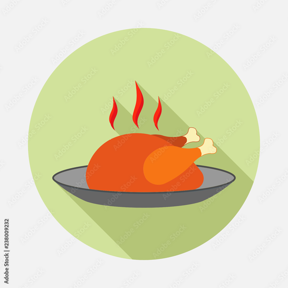 icon chicken plate, flet design, cooked poultry Stock Vector | Adobe Stock