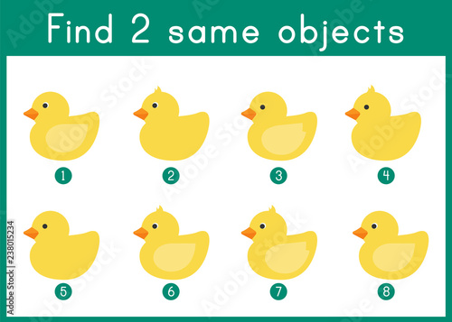 English Worksheet. Find two same objects. Exercise for pupils, children ...