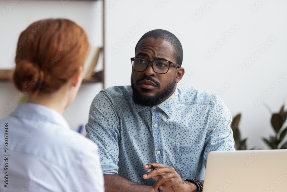 Black company owner searching for workforce. African executive manager ...