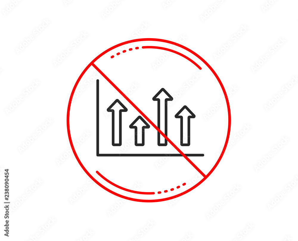 No or stop sign. Growth chart line icon. Financial graph sign. Upper ...