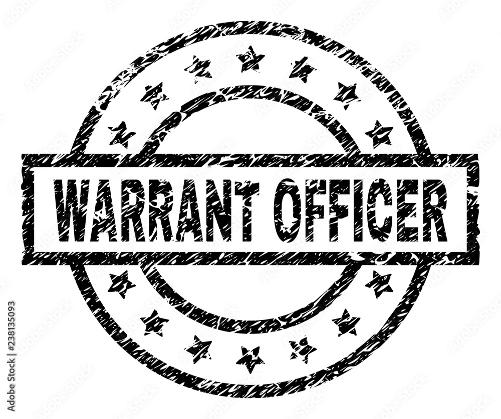 WARRANT OFFICER stamp seal watermark with distress style. Designed with ...
