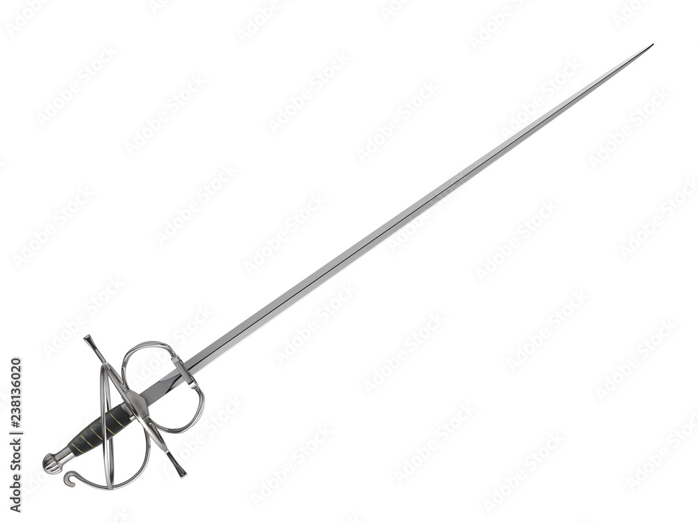 Medieval fencing sword isolated on white background Stock Illustration ...