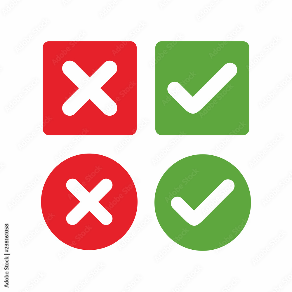 check mark icon, green check mark and red cross Stock Vector | Adobe Stock