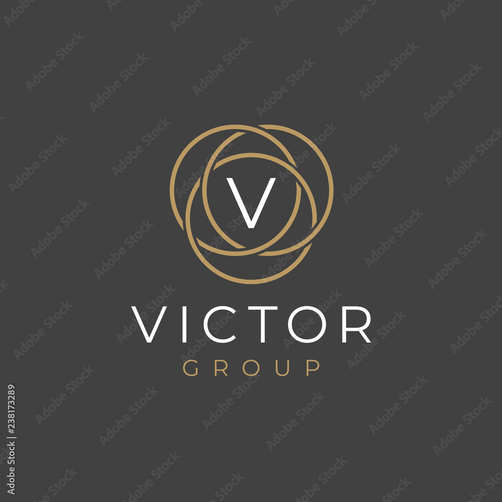 Premium letter V logo design. Luxury linear circle monogram abstract ...