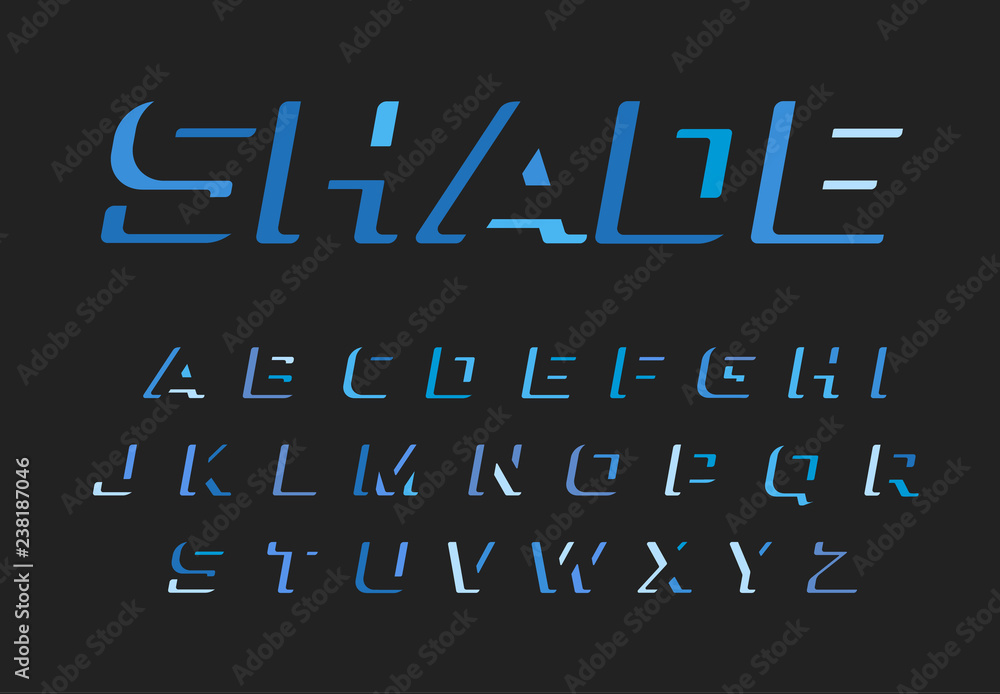 Blue letters set. Vector latin alphabet. Darkness color font. Cutout ...