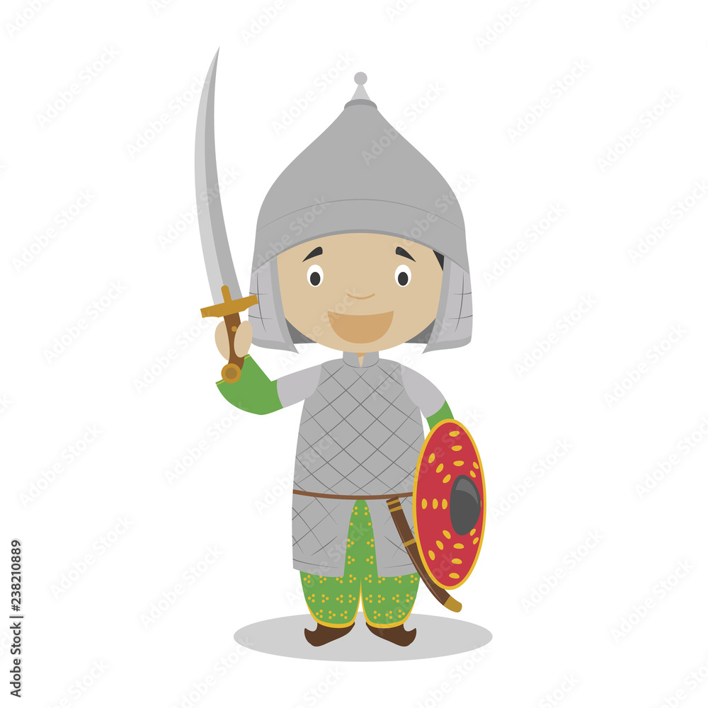 Ottoman soldier cartoon character. Vector Illustration. Kids History ...