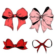 Red Ribbon Bow Line Drawing Free Stock Photo - Public Domain Pictures