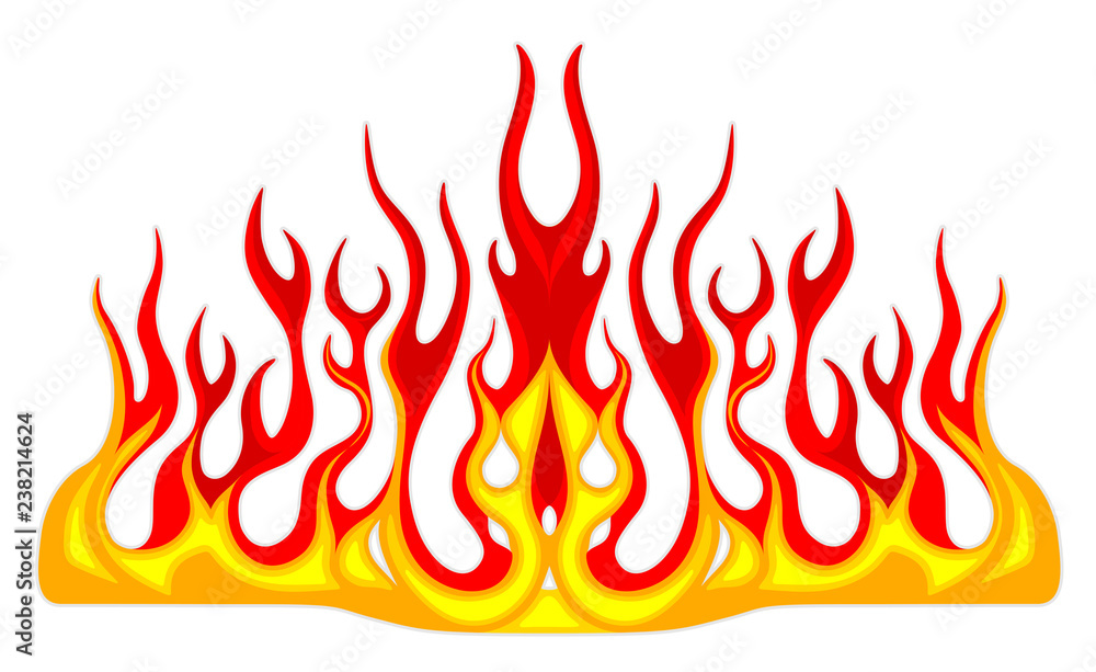 Vehicle car and bike color vinyl decals isolated vector set. Hot fire ...