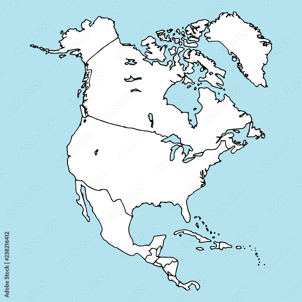 North America. Mainland. Map of North America. Vector illustration ...