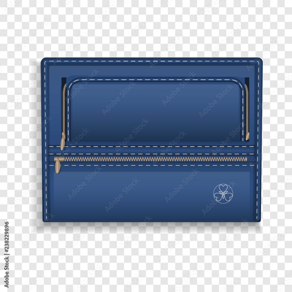Blue leather folder icon. Realistic illustration of blue leather folder ...