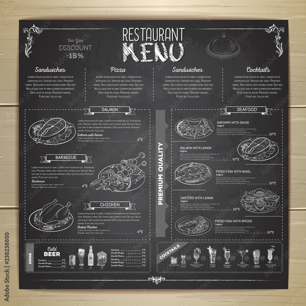 Chalk drawing restaurant menu design Stock Vector | Adobe Stock