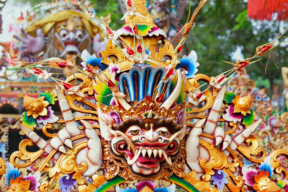 Traditional balinese temple old decoration for religious holiday ...