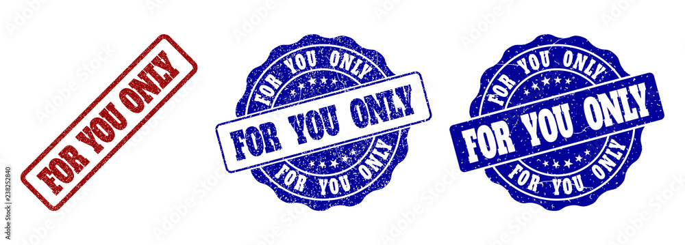 Vector de Stock FOR YOU ONLY grunge stamp seals in red and blue colors ...
