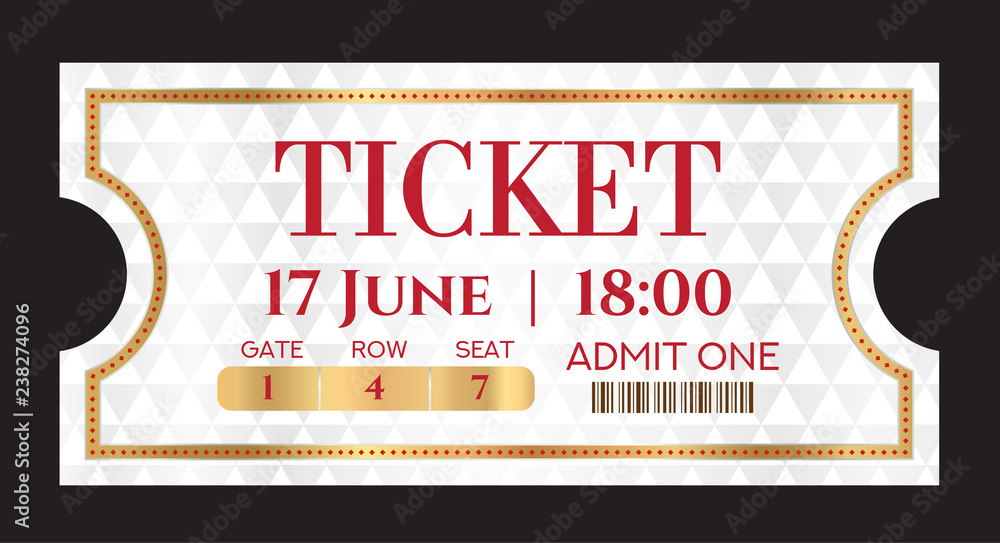 Image vectorielle Stock Admission ticket template. Vector mockup movie ...