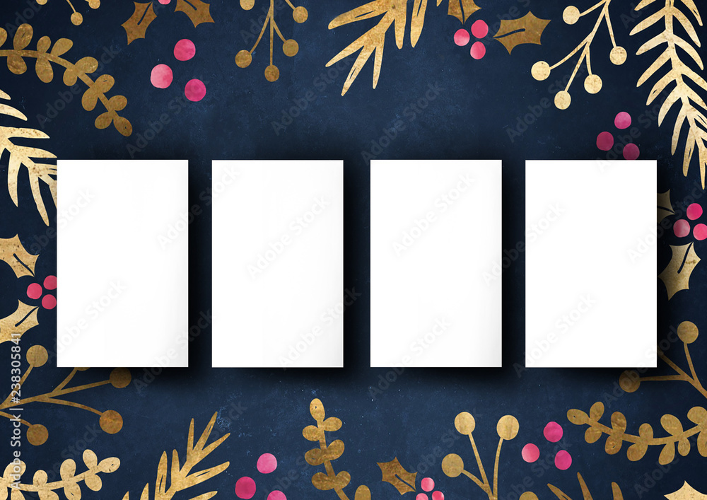 Namecard mockup template background with elegant flower border Stock ...