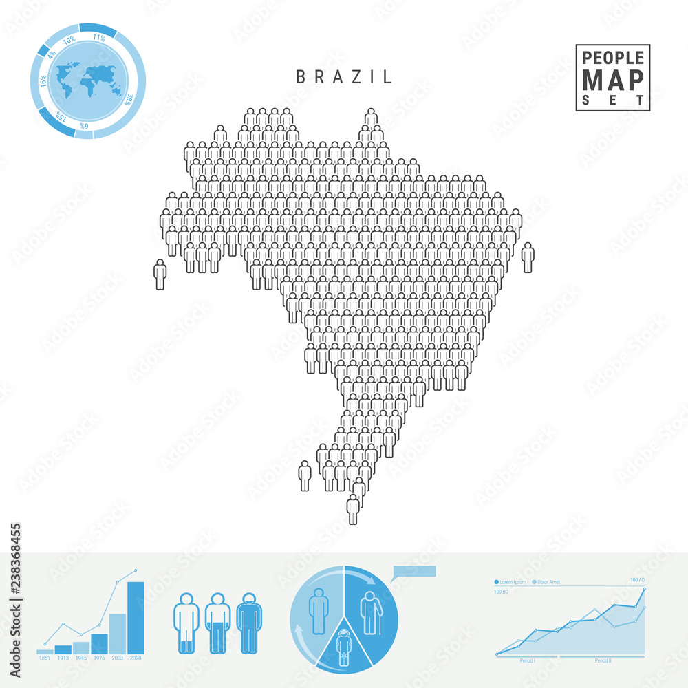 Brazil People Icon Map. People Crowd in the Shape of a Map of Brazil ...