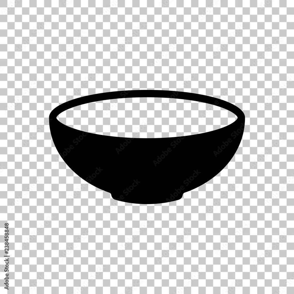 Empty bowl icon. Sign of kitchen. Black symbol on transparent ba Stock ...