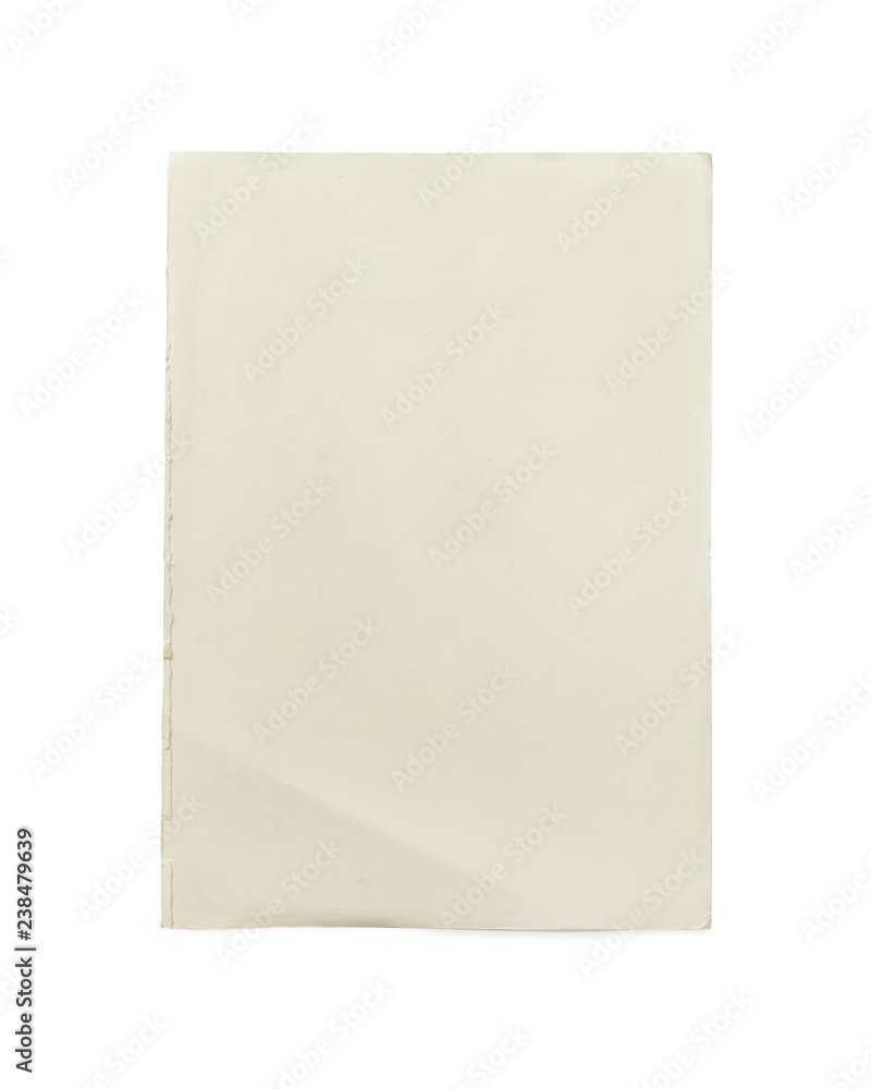 Rough empty A4 paper isolated on white background with clipping path ...