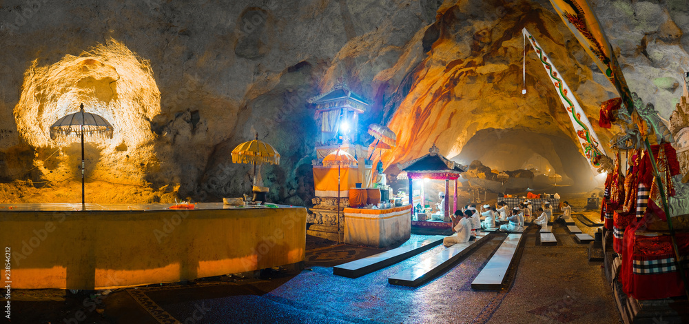 Goa Giri Putri Hindu temple on the island of Nusa Penida during ...