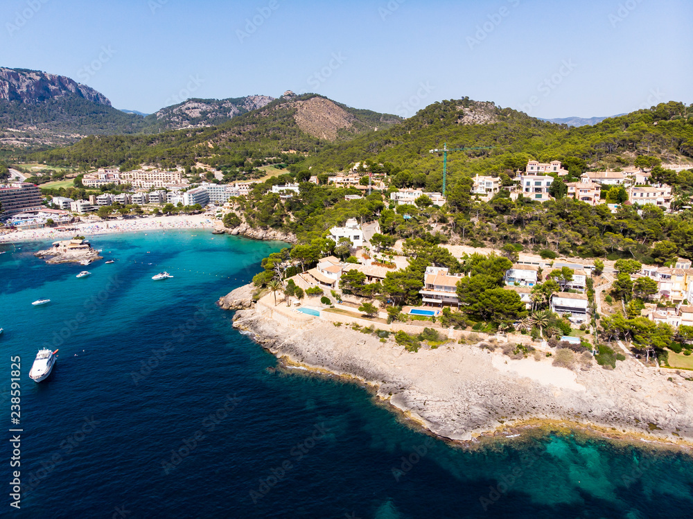 Aerial view, Spain, Balearic Islands, Mallorca, Calvia region, Costa de ...