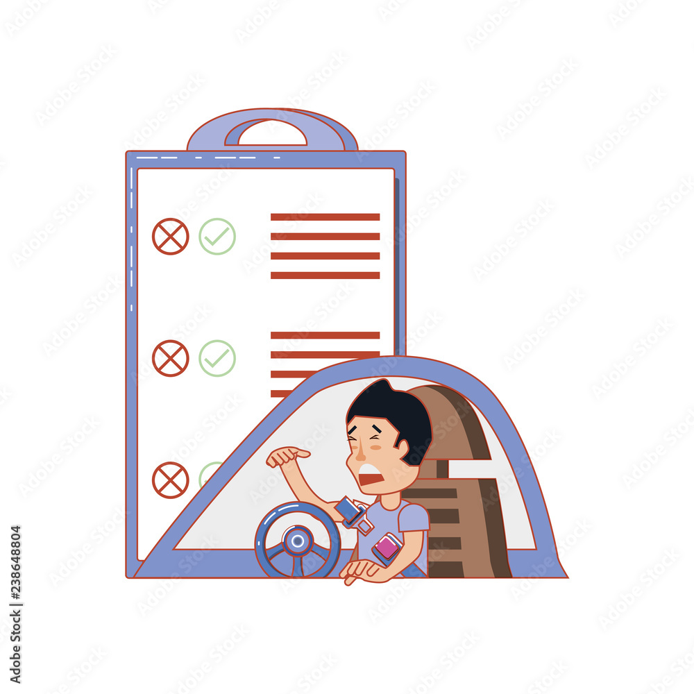 man driving cart with traffic light and checklist Stock Vector | Adobe ...
